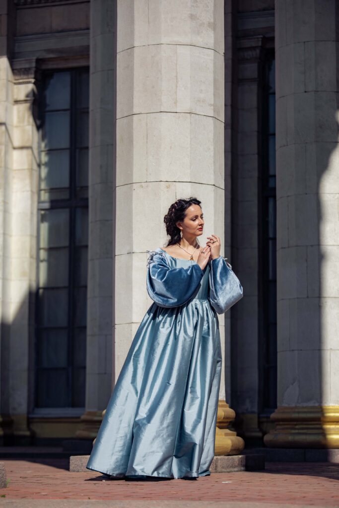 Grey Blue Renaissance Dress, 1500s Dove Gray Renaissance Wedding Gown ...