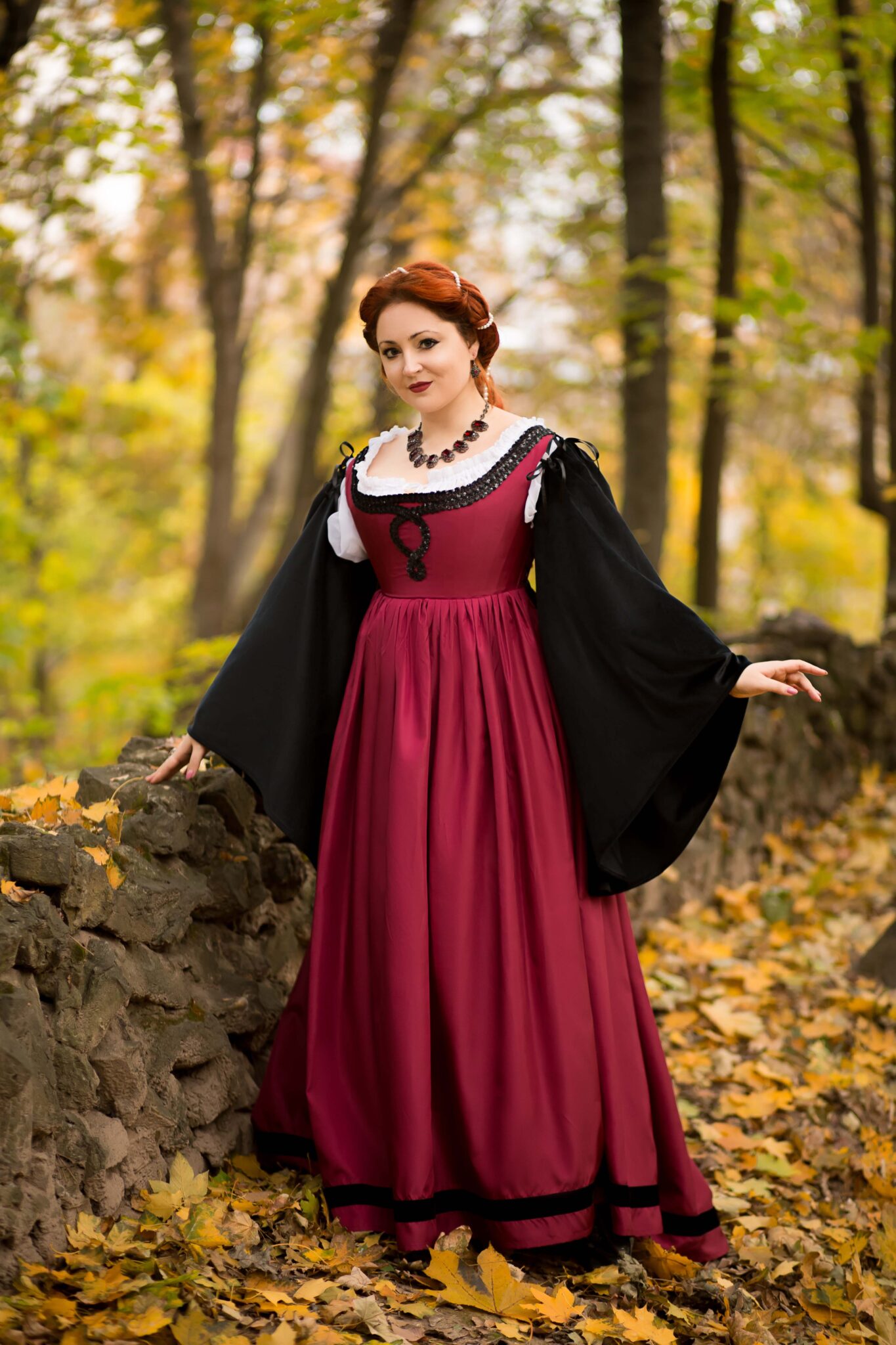Dark Fantasy Renaissance Dress, Red and Black Renaissance Gown, Gothic ...
